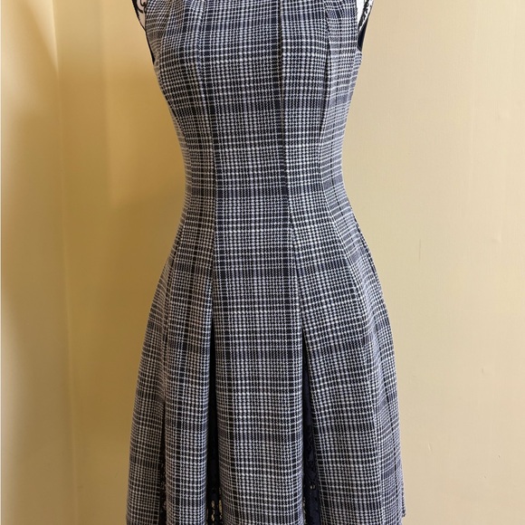 Roz & Ali | Dresses | Roz Ali Black White Plaid Midi Dress Lace ...